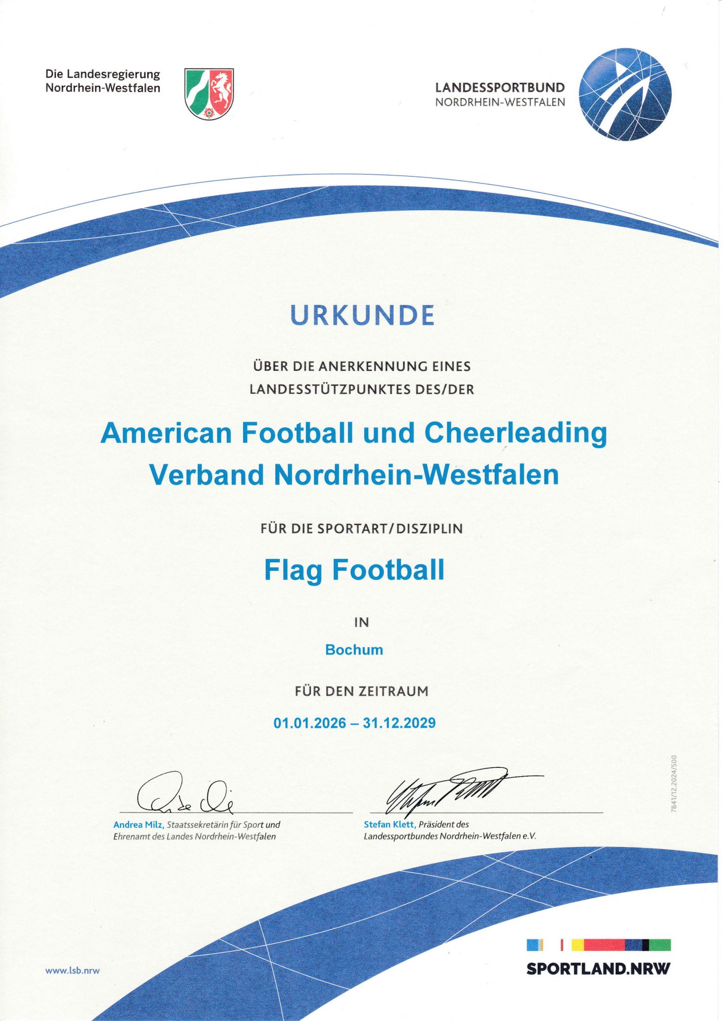 Erster Landesstützpunkt Flag Football startet in Bochum-Wattenscheid ...